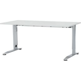 Sch&auml;fer Shop Sch&auml;fer Shop Select Schreibtisch LOGIN, manuell h&ouml;heneinstellbar, C-Fu&szlig;, B 1600 x T 800 x H 660-820 mm, lichtgrau/wei&szlig;alu