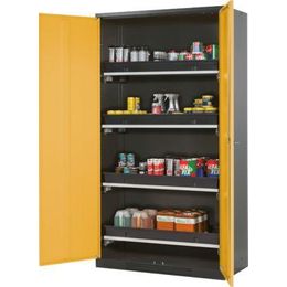 Chemikalienschrank ASECOS CS-CLASSIC, Fl&uuml;gelt&uuml;r, 4 Auszugswannen, 1055x520x1950 mm, sicherheitsgelb