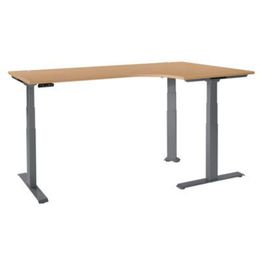 Sch&auml;fer Shop Sch&auml;fer Shop Genius Winkelschreibtisch Modena Flex, elektrisch h&ouml;henverstellbar, 90&deg; Winkel, T-Fu&szlig;, B 2000 mm, Buche/anthrazit
