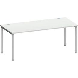 Sch&auml;fer Shop Sch&auml;fer Shop Genius Schreibtisch MODENA FLEX, 4-Fu&szlig;-Rundrohr, B 1800 x T 800 mm, lichtgrau/wei&szlig;alu
