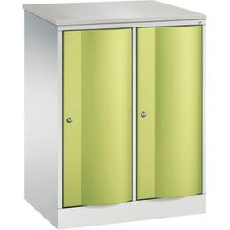 C+P Garderobenschrank Resisto, 2 Abteile, 2 F&auml;cher, B 772 x T 540 x H 1077 mm, Lichtgrau/Clowngr&uuml;n