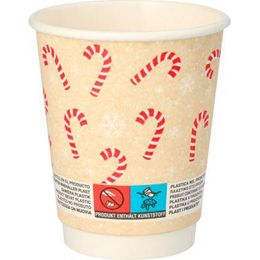 Papstar Trinkbecher "Candy Canes", Pappe, 200 ml, doppelwandig, &Oslash; 8 x H 9,3 cm, 25 St&uuml;ck