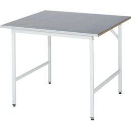 Rau Arbeitstisch Jerry, manuell h&ouml;henverstellbar, 25 mm MDF-Platte mit Stahlblechbelag, bis 300 kg, B 750 x T 1000 x H 800-850 mm, silber/lichtgRau