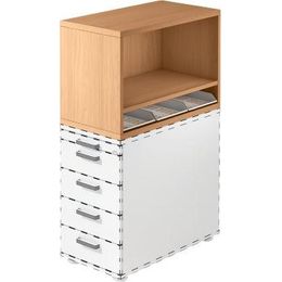 Aufsatzregal , f&uuml;r Standcontainer, 1 Fachboden, Buche-Dekor