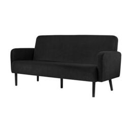 Dreisitzer Sofa meet by Paperflow LISBOA, Samtbezug schwarz, Fu&szlig;gestell schwarz, B 1590 x T 550 x H 430 mm