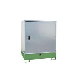 Gefahrstoffschrank Bauer GS-3, Stahlblech, unterfahrbar, f&uuml;r 4 x 200 l F&auml;sser, B 1475 x T 1460 x H 1805 mm, gr&uuml;n