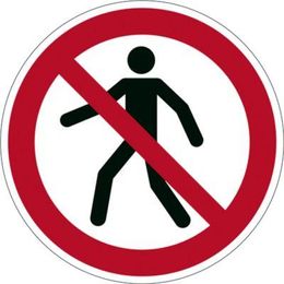 Hinweisschild Durable, rund, f&uuml;r den Innenbereich, Motiv &bdquo;Fu&szlig;g&auml;nger verboten&ldquo;, EN ISO 7010, selbstklebend, wei&szlig;-rot, 1 St&uuml;ck