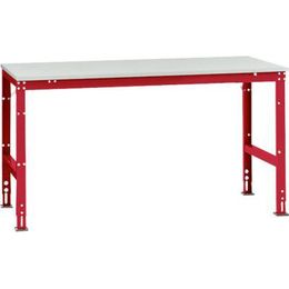 Manuflex Arbeitstisch UNIVERSAL Standard, 1750 x 1000 mm, Melamin lichtgrau, rubinrot