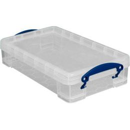 Transportbox Really Useful Box, Volumen 4 l, L 395 x B 255 x H 85 mm, stapelbar, mit Deckel & Klappgriffen, PP, transparent