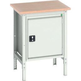Kastenwerkbank Bott verso, Multiplex-Platte, 1 T&uuml;r, 1 Ablageboden, B 700 x T 600 x H 780 - 930 mm, Lichtgrau