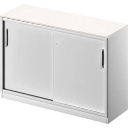 Sch&auml;fer Shop Sch&auml;fer Shop Genius Schiebet&uuml;renschrank TETRIS SOLID, 2 OH, B 1200 mm, inkl. 19 mm Abdeckplatte, wei&szlig;/wei&szlig;alu