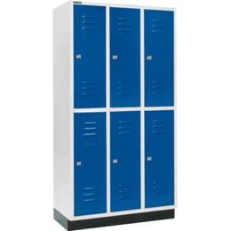 Sch&auml;fer Shop Sch&auml;fer Shop Select Kleiderspind, mit 3 x 2 Abteilen, 300 mm, mit Sockel, Zylinderschloss, T&uuml;r einzianblau