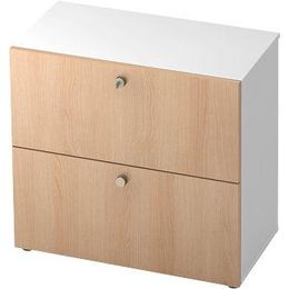 H&auml;ngeregistraturschrank TOPAS LINE, 2 Ordnerh&ouml;hen, mit Vollauszug, wei&szlig;/Eiche-Dekor