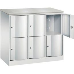 C+P Schlie&szlig;fachschrank Resisto, 3 Abteile, 6 F&auml;cher, B 1148 x T 540 x H 1077 mm, Lichtgrau