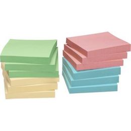 INFO Haftnotizen, Recyclingpapier, 75 x 75 mm, 12 x 100 Blatt, blanko, bunt