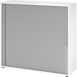 Querrollladenschrank Breno, 3 OH, abschlie&szlig;bar, stapelbar, B 1200 x T 400 x H 1100 mm, Spanplatte, wei&szlig;