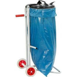 Abfallsammler Fetra 1386, mobil, f&uuml;r Abfalls&auml;cke mit Volumen 120 l, mit Deckel und Klemmring, Griff, B 500 x H 960 mm, Stahl und PVC, lichtgrau