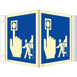 moedel Winkelschild &bdquo;Hausalarm Evakuierung&ldquo;, Aluminium, 148 &times; 148 mm, langnachleuchtend