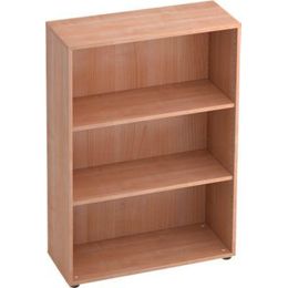 Regal f&uuml;r Anbauwand TARA, 3 Ordnerh&ouml;hen, stapelbar, B 800 x T 330 x H 1144 mm, Nussbaum-Dekor/Havanna