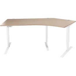 Sch&auml;fer Shop Sch&auml;fer Shop Genius Winkelschreibtisch AERO FLEX, elektrisch h&ouml;henverstellbar, 135&deg; Winkel rechts, B 2165 mm, Eiche/wei&szlig; + Memorypanel