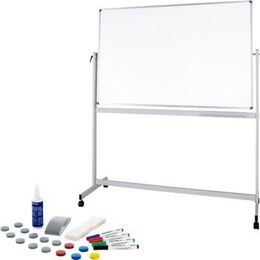 Mobiles Whiteboard Maul Maulstandard, 900 x 1200 mm, 2-seitig, drehbar + Whiteboard Zubeh&ouml;rset, 31-teilg