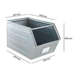 Sch&auml;fer Shop Sch&auml;fer Shop Select Sichtlagerkasten, mit Tragestab, L 550 x B 307 x H 298 mm, 40 l, 150 kg, Stahl, galvanisch verzinkt