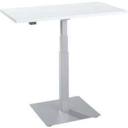 Sch&auml;fer Shop Beistelltisch Set Up, elektrisch h&ouml;henverstellbar, Monos&auml;ule, B 1000 x T 600 x H 635-1285 mm, wei&szlig;/wei&szlig;alu