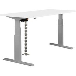 Schreibtisch NEVADA, elektrisch h&ouml;henverstellbar, Rechteck, T-Fu&szlig;, B 1600 x T 800 x H 640-1300 mm, wei&szlig;/wei&szlig;aluminium RAL 9006