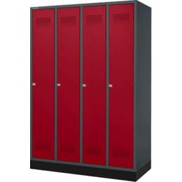 Sch&auml;fer Shop Sch&auml;fer Shop Genius Kleiderspind mit Sockel, 4 Abteile, Zylinderschloss, anthrazit/rot