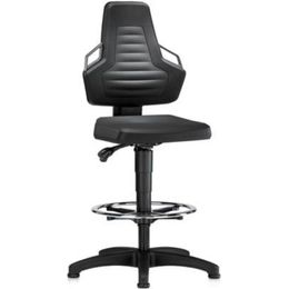 bimos Arbeitsdrehstuhl, Gleiter + Fu&szlig;ring, PU-Schaum schwarz, Griffe grau
