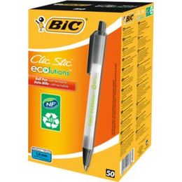 Druckkugelschreiber BIC&reg; ECOlutions&reg; Clic Stic, 0,4 mm, recycelt, schwarz, 50 St&uuml;ck