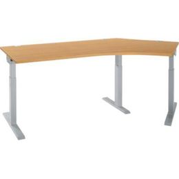Sch&auml;fer Shop Sch&auml;fer Shop Select Winkelschreibtisch ERGO-T 2.0, 135&deg; Winkel, Ansatz rechts, T-Fu&szlig;, B 2165 x T 800 x H 675-895 mm, Buche/wei&szlig;alu