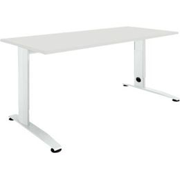 Sch&auml;fer Shop Sch&auml;fer Shop Select Schreibtisch LOGIN, manuell h&ouml;heneinstellbar, C-Fu&szlig;, B 1200 x T 800 x H 660-820 mm, lichtgrau/verkehrswei&szlig;