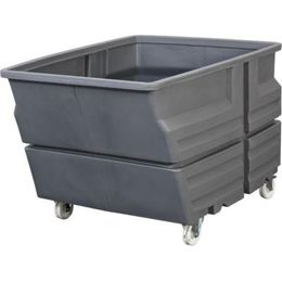 ASECOS Mehrzweckbeh&auml;lter, Polyethylen, grau, 800 l, B 1030 x T 1340 x H 900 mm, mit Rollen
