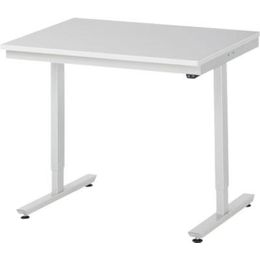 Rau ESD-Arbeitstisch Adlatus, elektrisch h&ouml;henverstellbar, 28 mm Spanplatte mit Melaminbelag, bis 150 kg, B 1000 x T 800 x H 720-1120 mm, lichtgRau