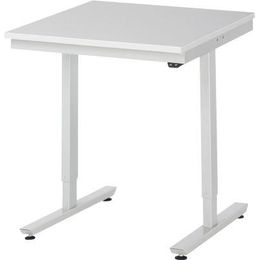 Rau ESD-Arbeitstisch Adlatus, elektrisch h&ouml;henverstellbar, 28 mm Spanplatte mit Melaminbelag, bis 150 kg, B 750 x T 800 x H 720-1120 mm, lichtgRau
