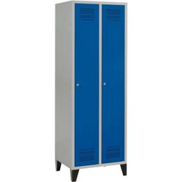 Sch&auml;fer Shop Sch&auml;fer Shop Genius Kleiderspind mit F&uuml;&szlig;en, 2 Abteile, Zylinderschloss, wei&szlig;aluminium RAL 9016/enzianblau