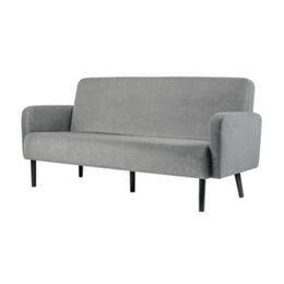 Dreisitzer Sofa meet by Paperflow LISBOA, Samtbezug grau, Fu&szlig;gestell schwarz, B 1590 x T 550 x H 430 mm