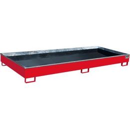 Bauer Regalwanne RW 3300-2 PE, mit PE-Einsatz, B 3262 x T 1312 x H 267 mm, bis 540 l, Stahl lackiert, feuerrot