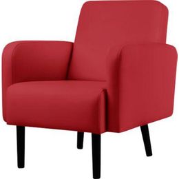 Sessel meet by Paperflow LISBOA, desinfektionsmittelbest&auml;ndiger Kunstlederbezug rot, Fu&szlig;gestell schwarz, B 710 x T 815 x H 830 mm