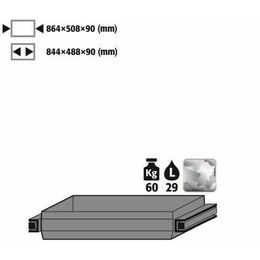 Auszugswanne Standard f&uuml;r ASECOS Sicherheitsschr&auml;nke der Q30, Q90 und S90 Serie, Edelstahl 1.4301, B 864 x T 508 x H 90 mm, 29 l, bis 60 kg