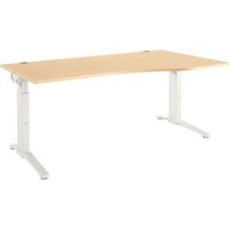 Sch&auml;fer Shop Sch&auml;fer Shop Genius Schreibtisch ERGOSTYLE S, manuell h&ouml;henverstellbar, Rechteck, C-Fu&szlig;, Ansatz rechts, B 1800 x T 800/1000 x H 675-895 mm, ahorn/wei&szlig;