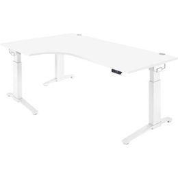 Sch&auml;fer Shop Sch&auml;fer Shop Genius Schreibtisch ERGOSTYLE S, 90&deg;, elektrisch h&ouml;henverstellbar, Ansatz links, C-Fu&szlig;, einstufig, B 2000 x T 800 x H 715 - 1182 mm, inkl. Memory Master, wei&szlig;/wei&szlig;