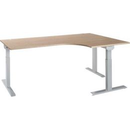 Sch&auml;fer Shop Sch&auml;fer Shop Select Winkelschreibtisch ERGO-T 2.0, 90&deg; Winkel, Ansatz rechts, T-Fu&szlig;, B 2000 x T 1200/800 x H 675-895 mm, Eiche/wei&szlig;alu