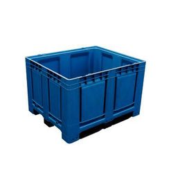 Palettenbox Big Box 680 l, B 1200 x T 1000 x H 790 mm, geschlossen, blau, 3 Kufen