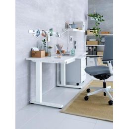 Home Office Tisch mit Zubeh&ouml;rschublade, Rechteck, C-Fu&szlig;, B 1200 x T 600 x H 735 mm, wei&szlig;/wei&szlig;