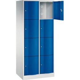 C+P Schlie&szlig;fachschrank Resisto, 2 Abteile, 8 F&auml;cher, B 772 x T 540 x H 1950 mm, Lichtgrau/Clowngr&uuml;n
