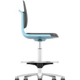 bimos Arbeitsdrehstuhl Labsit hoch, Kunstleder, Gleiter, B 450 x T 420 x H 520 - 770 mm, blau