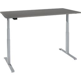 Schreibtisch, elektrisch h&ouml;henverstellbar, T-Fu&szlig;, B 1800 x T 800 x H 620-1270 mm, graphit/wei&szlig;aluminium + Memoryschalter