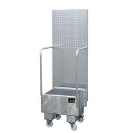 Bauer Fahrbare Auffangwanne mit Lochplattenwand, aus Stahl, Kapazit&auml;t 1 x 60-Liter Fass, verzinkt